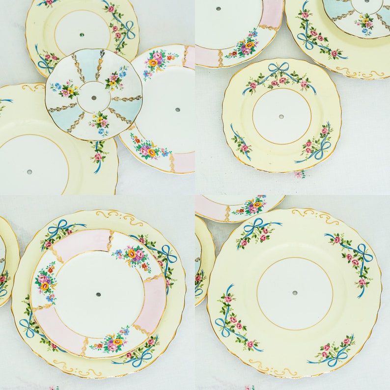 Pastel Pink-blue-yellow Tier Stand Ribbons and Roses - Etsy