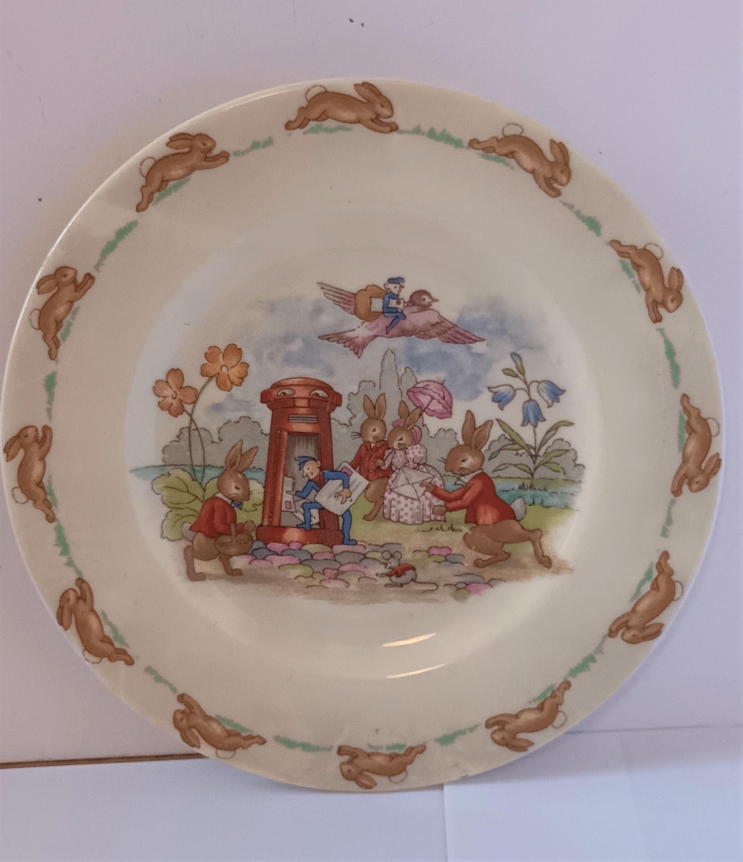 Royal Doulton Bunnykins Tea Plate Walter Hayward Mouse Bunnies 'posting ...