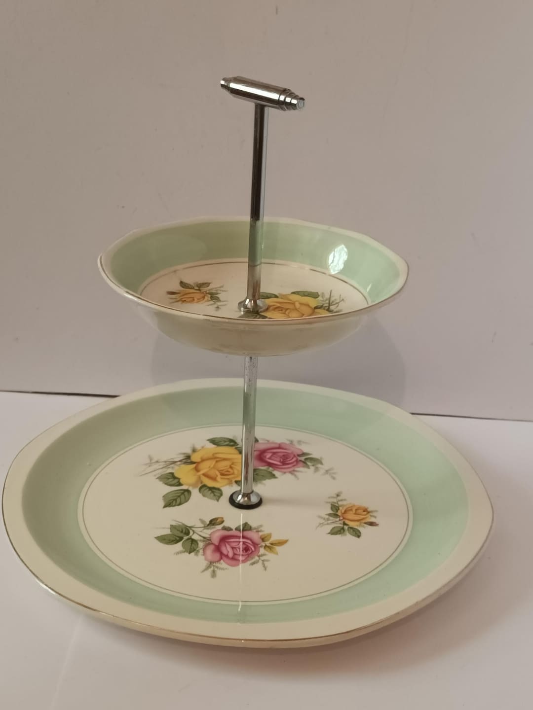 1950s 2 Tier Cake Stand Roses Barker Brothers 'royal Tudor Ware' - Etsy