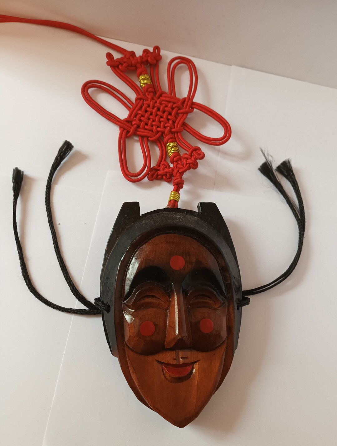 Hahoetal Carved Wood Mask: Korean 'bune' Concubine With Silk Knot ...