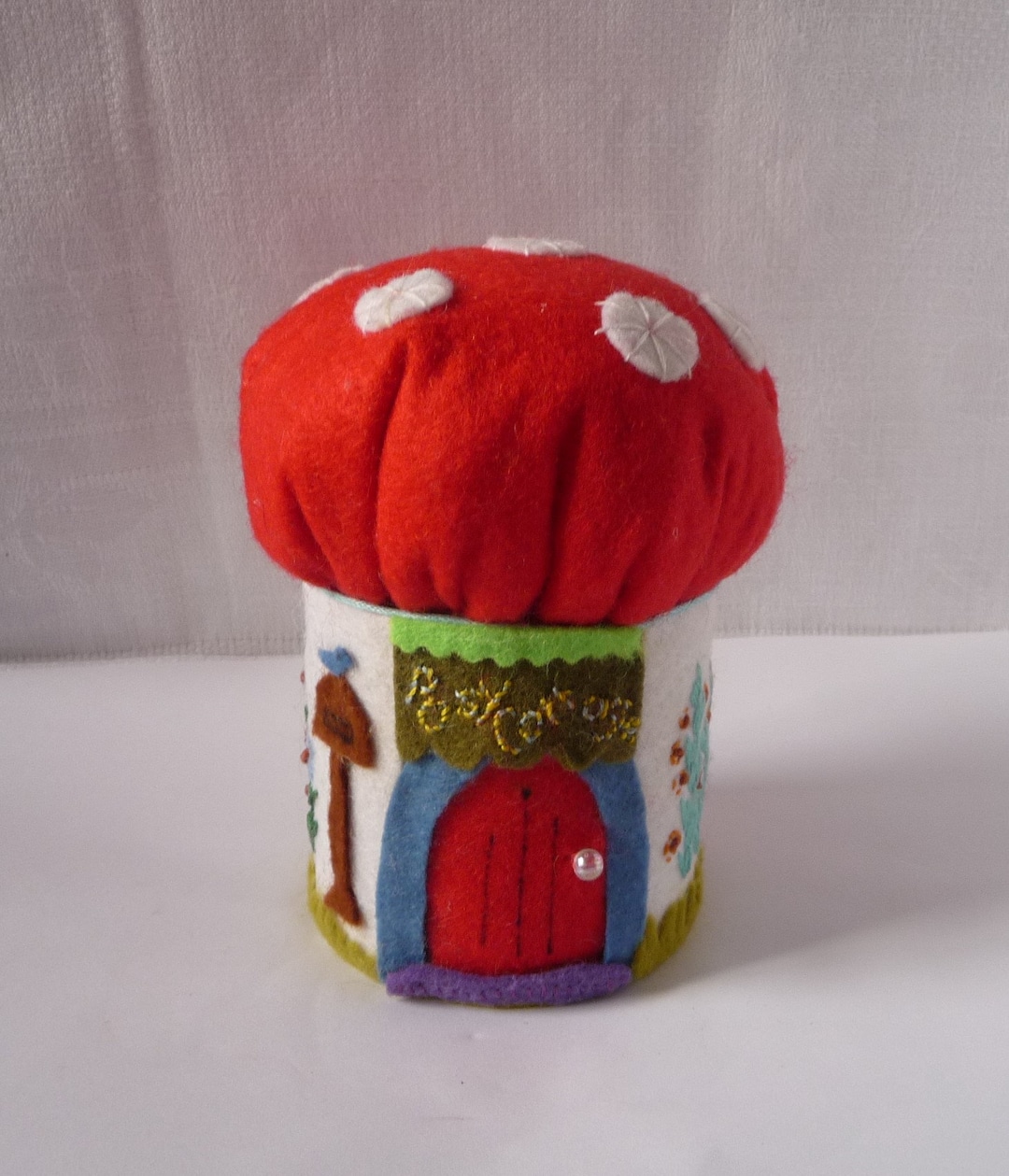 SALE: Fairy Pixie Toadstool 'posy Cottage' Pin Cushion Hand Embroidered ...
