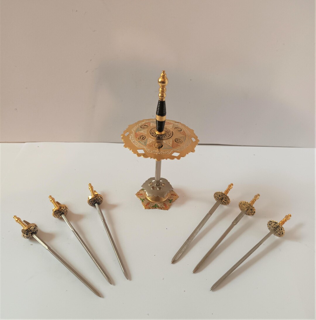 Set of 6 Vintage Toledo Sword Cocktail Sticks in Stand 4 1/2" 11cms - Etsy