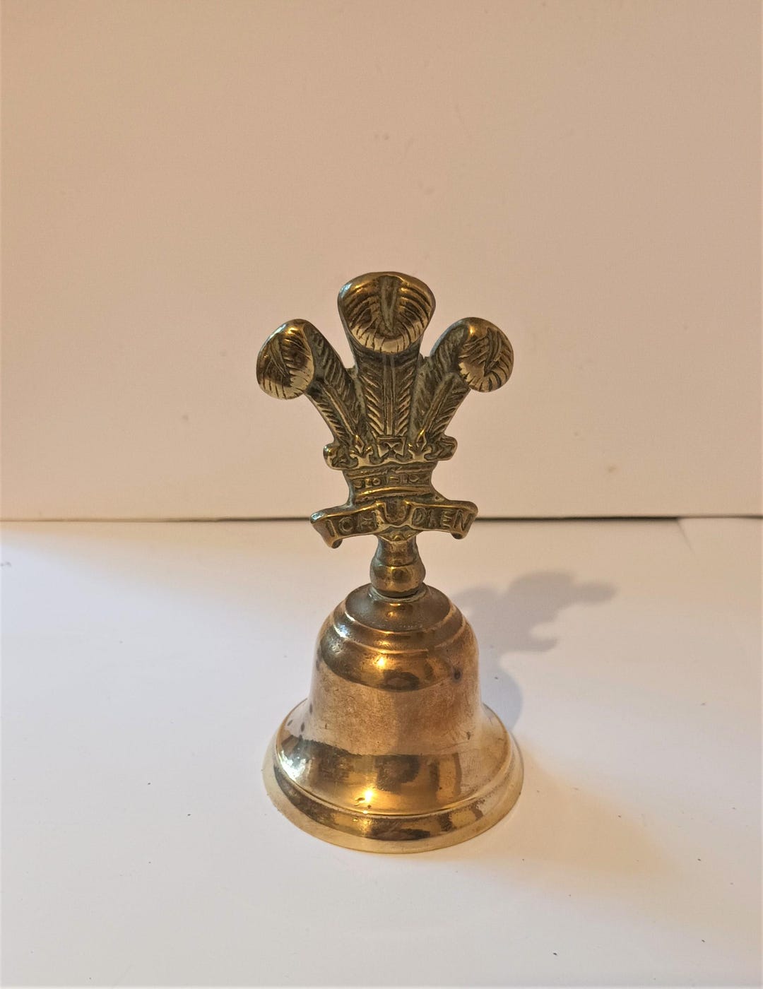 Brass Desk Bell Prince of Wales Feathers Ich Dien - 11.5cms 4 1/2" - Etsy