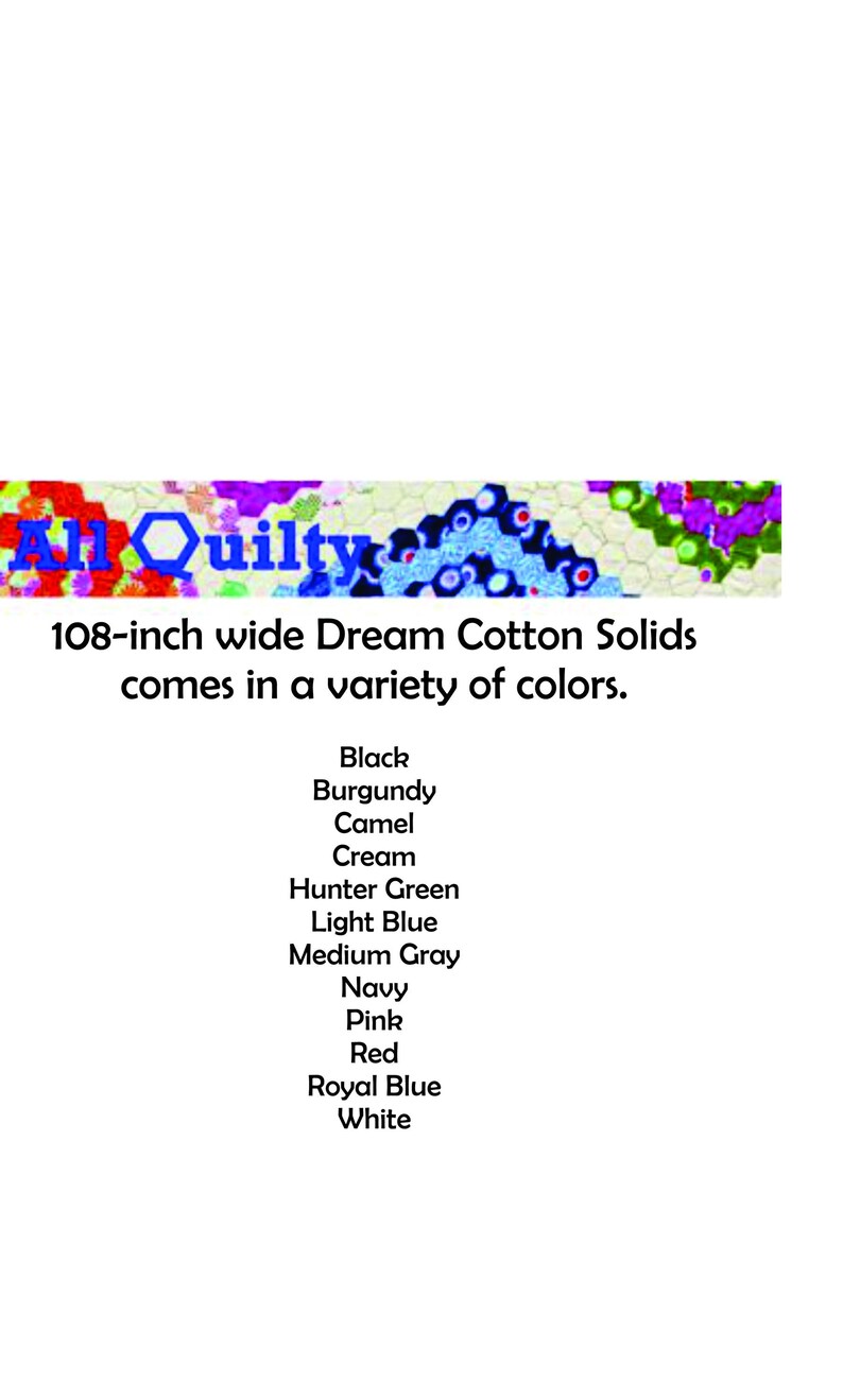 108" Extra Wide Quilt Backing by the Yard 100% Cotton Dream Cotton ...