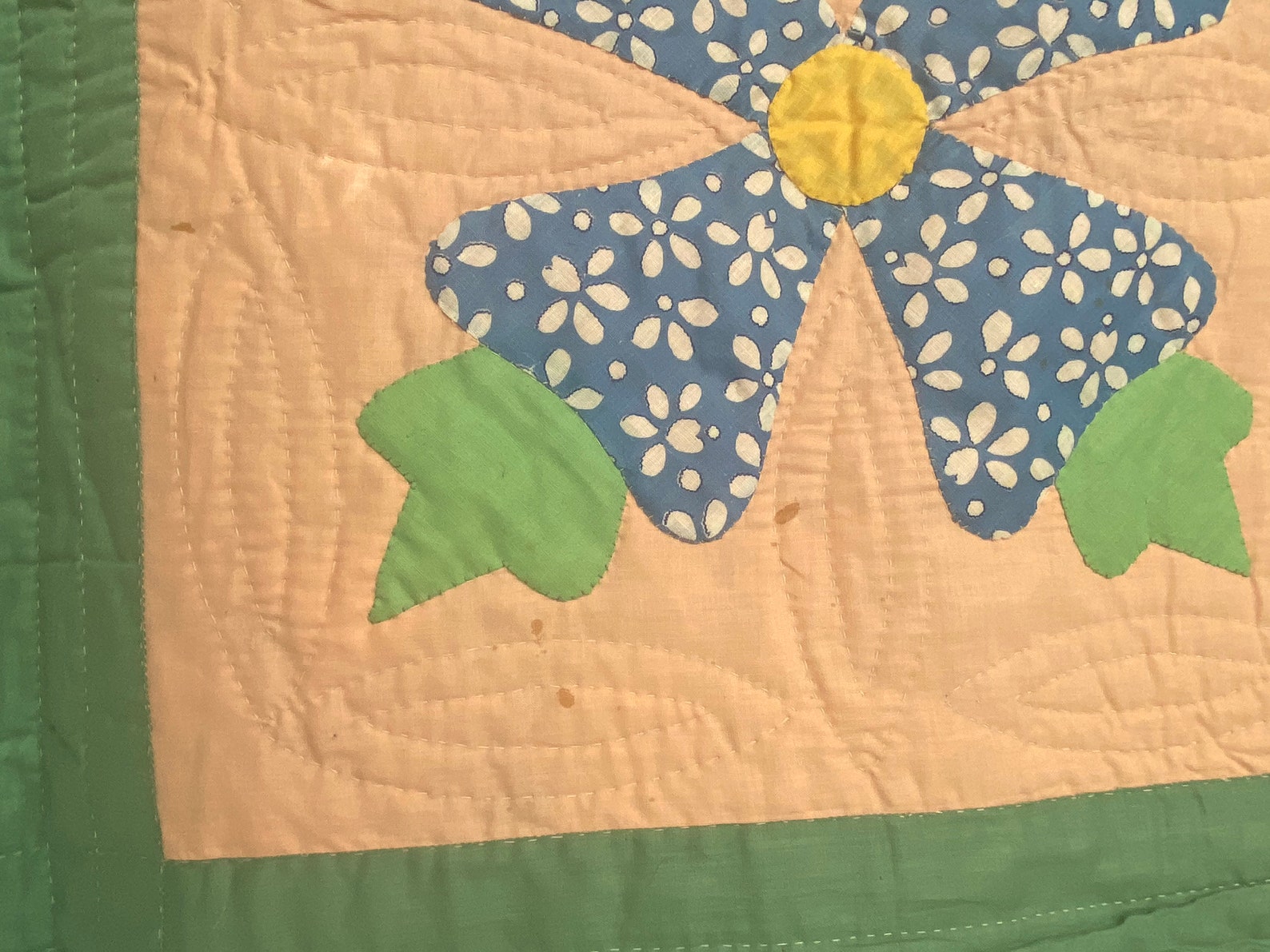 Vintage 1930s Ohio Rose Variation APPLIQUE Quilt 84 X 108 Two ...