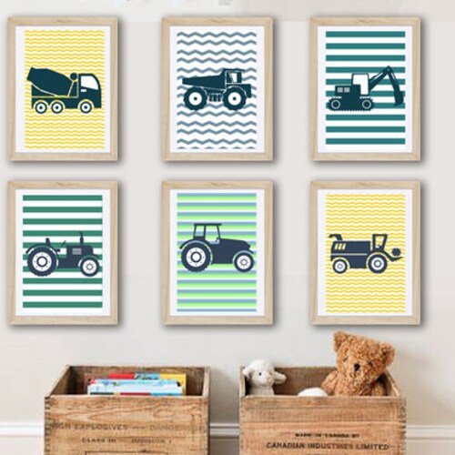 6 Posters on Farm and Worksite With Tractors and Trucks Wall - Etsy