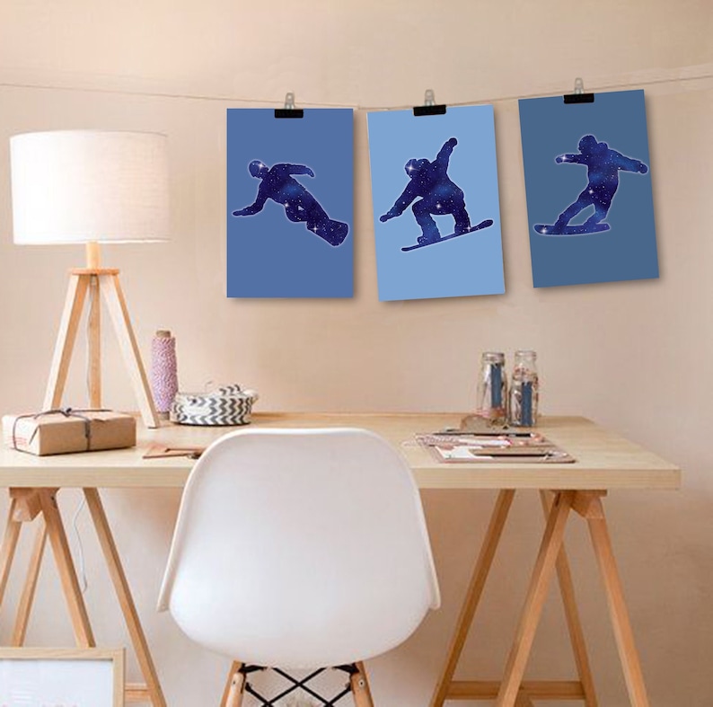 3 Snowboard Posters, Teens, Boy's Room Decor, Snow Poster, Trendy ...