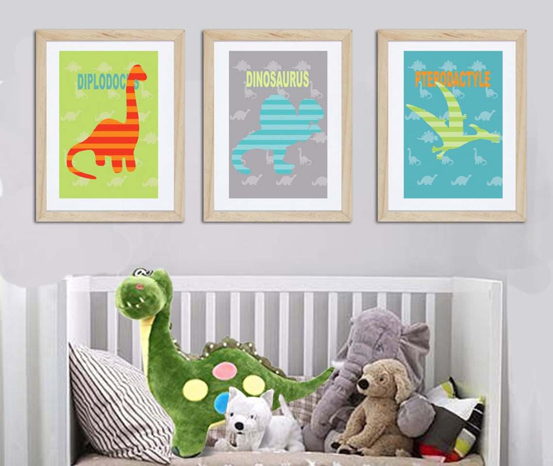 3 Posters of Dinosaurs in Colors Dinosaur Wall Decor Boy - Etsy