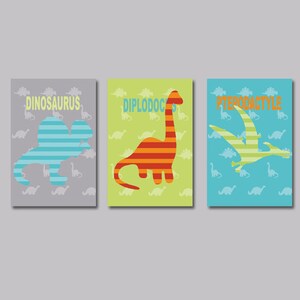3 Posters of Dinosaurs in Colors, Dinosaur Wall Decor, Boy Wall Art ...