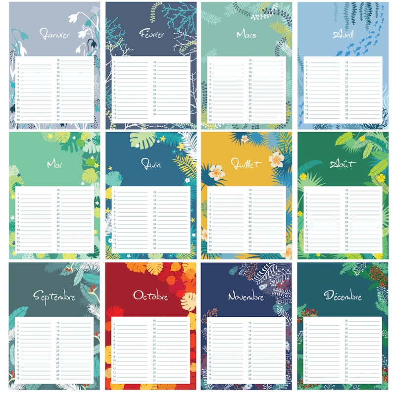 French Perpetual Calendar Birthday Calendar | Etsy