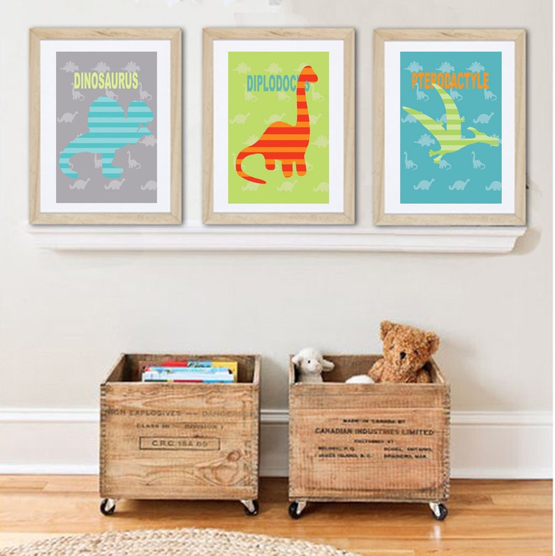 3 Posters of Dinosaurs in Colors Dinosaur Wall Decor Boy - Etsy