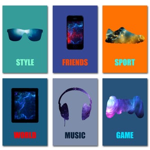 3 Posters in Colors, Teenager Wall Decor, Boy Wall Art, Boy Room Decor ...