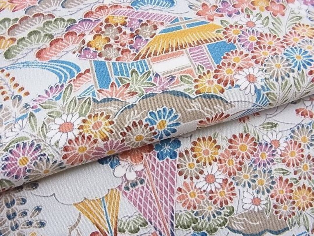 Brand New Yuzen Kimono Silk Fabric Bolt Order by the Yard, Floral ...