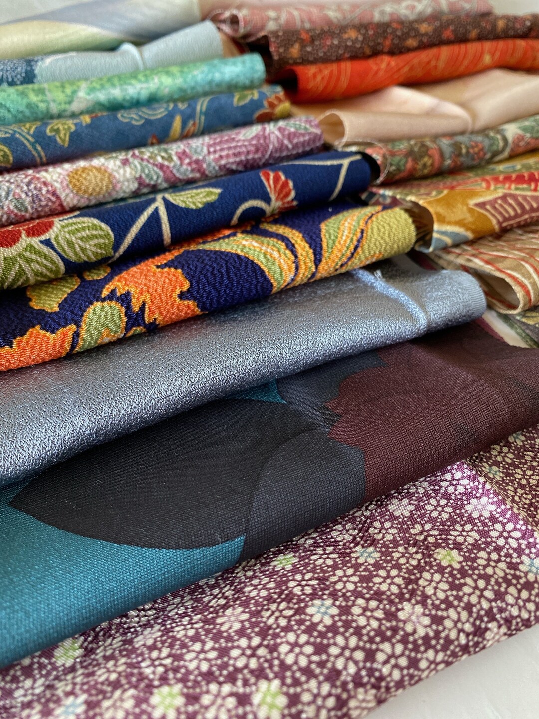 20-piece Set of Authentic Japanese Kimono Fabric Scraps Silk, Quilt ...