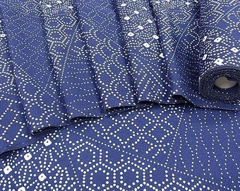 Brand New Tsumugi Silk Fabric Bolt - Order by the Yard - Rich Blue With ...