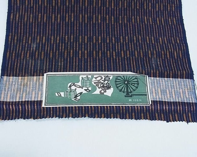 Brand New Tsumugi Silk Fabric Bolt - Order by the Yard - Rich Blue With ...