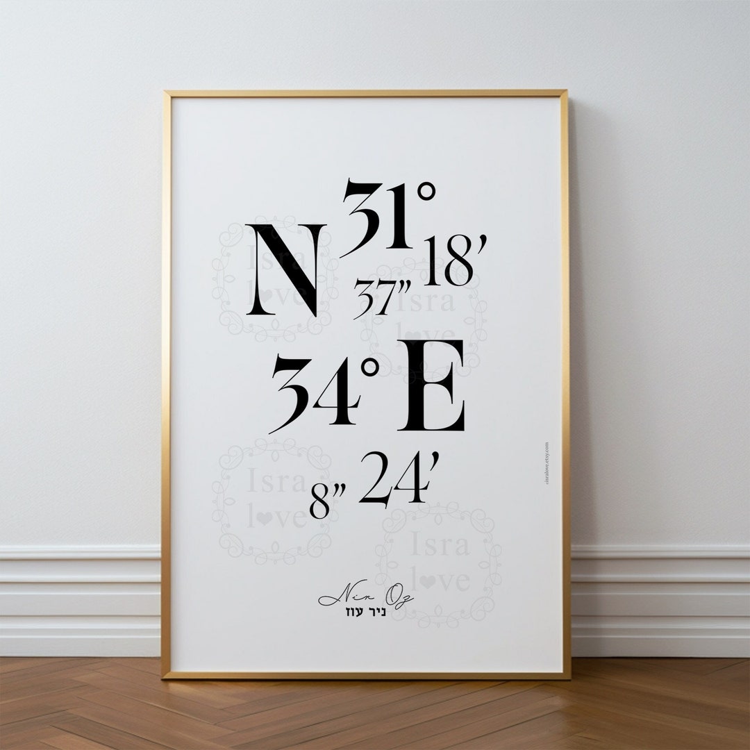 Kibbutz Nir Oz Coordinates, Israel Solidarity Print, October 7th, Nova ...