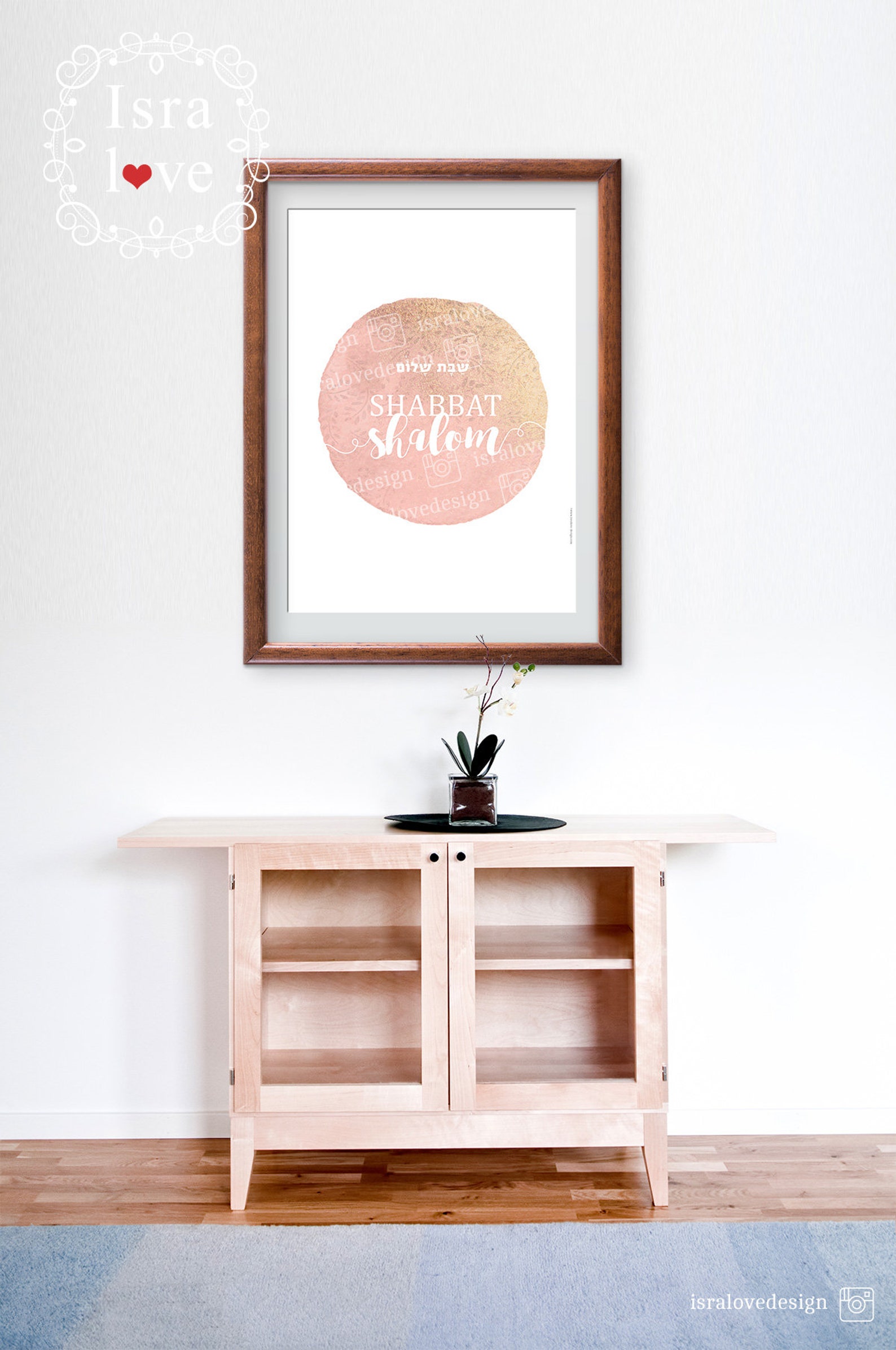 Shabbat Shalom, Hebrew Letters, Rose Gold, Floral Printable, Jewish ...