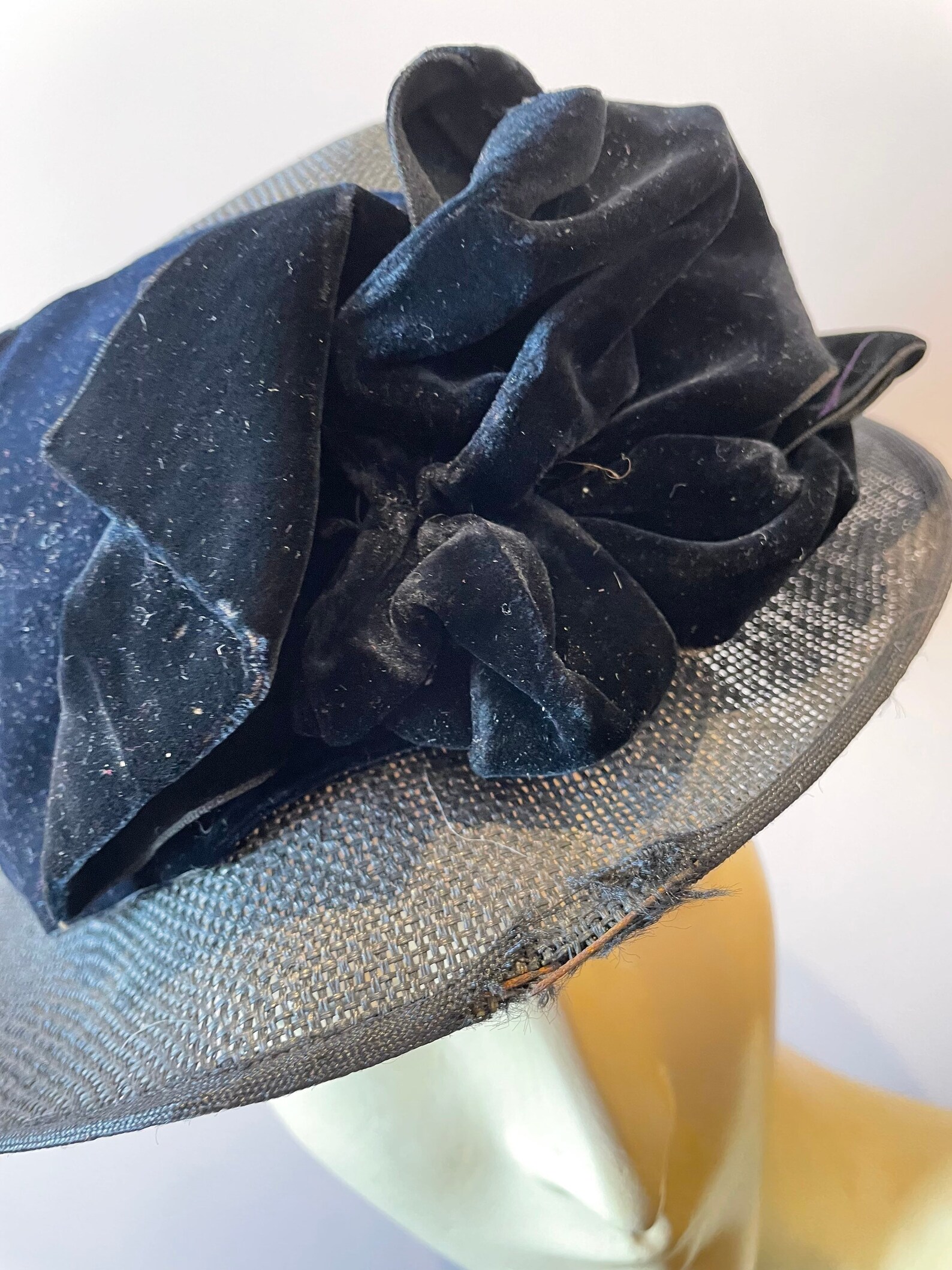 1920s Original Straw Hat With Velvet Trim - Etsy