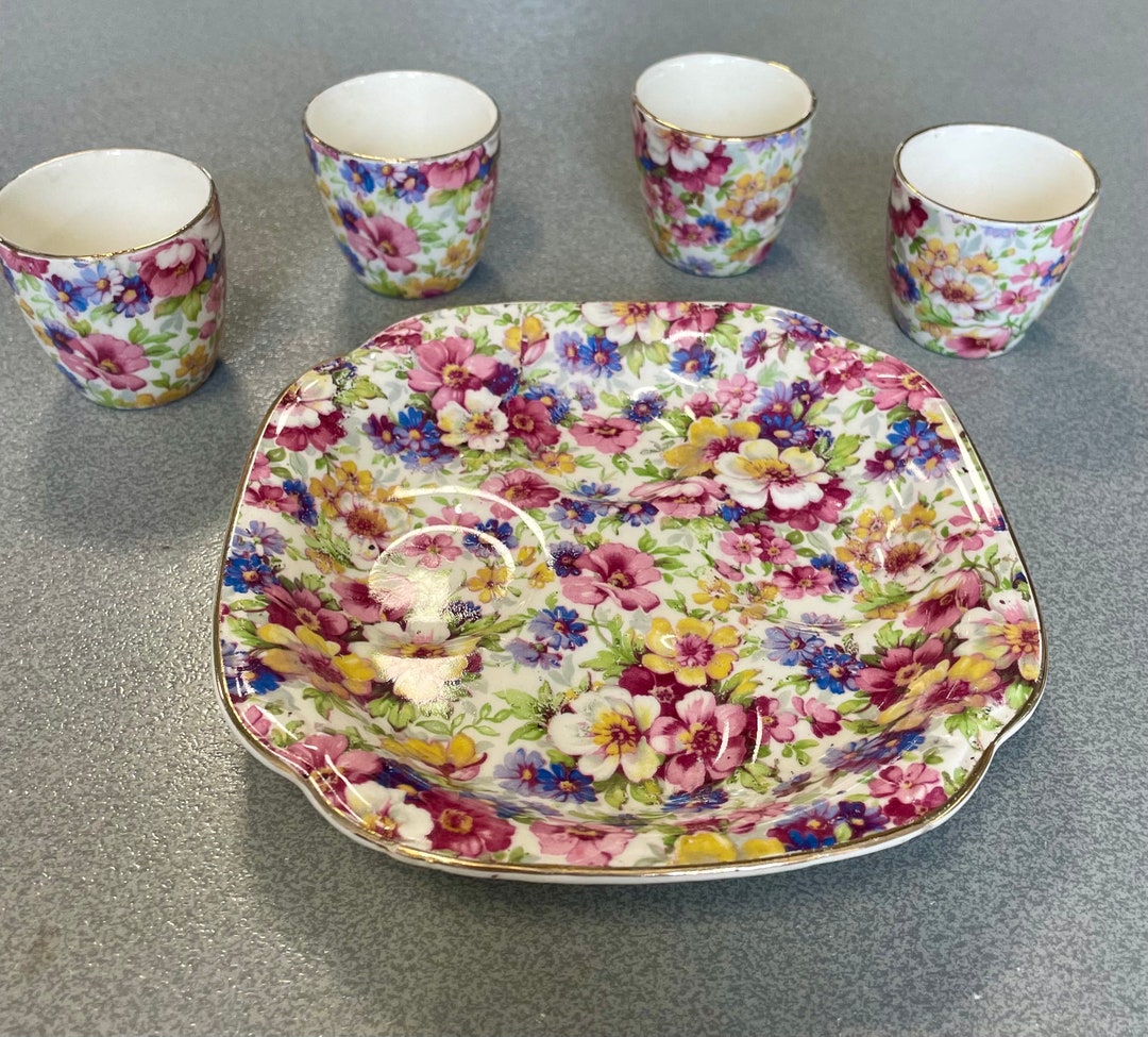 James Kent Fenton Du Barry Floral Chintz Egg Cup Set 1930s Art Deco - Etsy