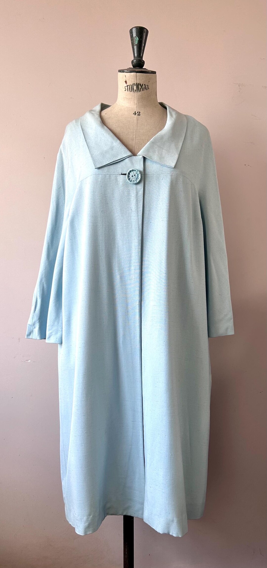 Vintage 1950s Pale Blue Slub Silk Duster Coat Size 14 - Etsy