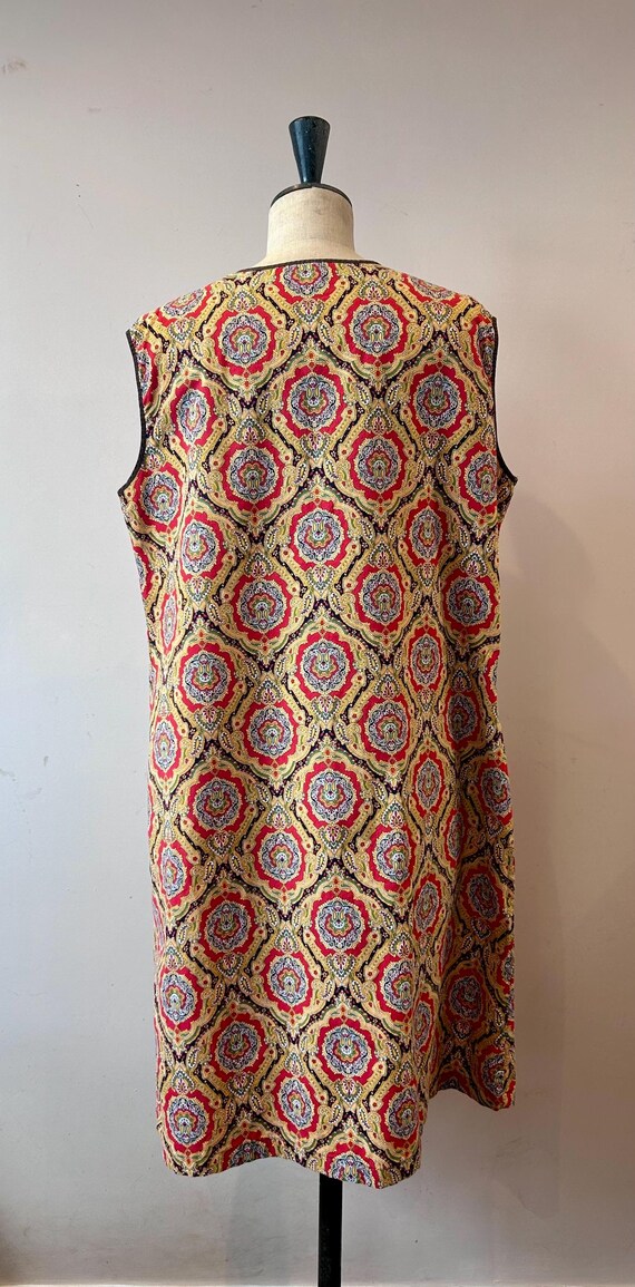 1940s mustard and red paisley pattern cotton house d… - Gem
