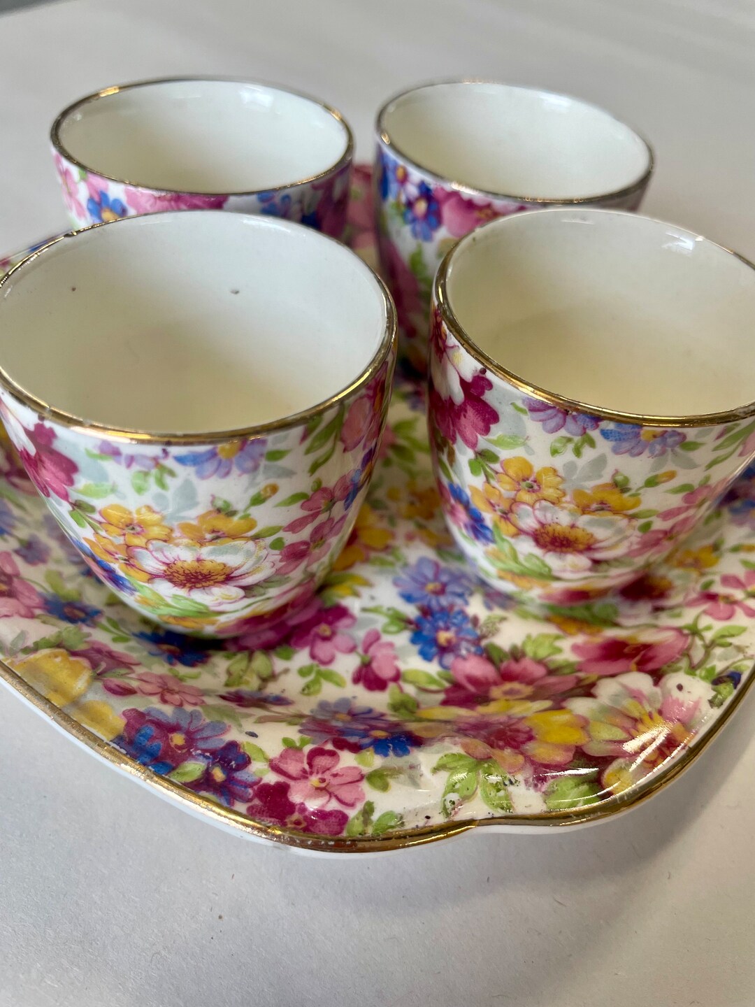 James Kent Fenton Du Barry Floral Chintz Egg Cup Set 1930s Art Deco - Etsy