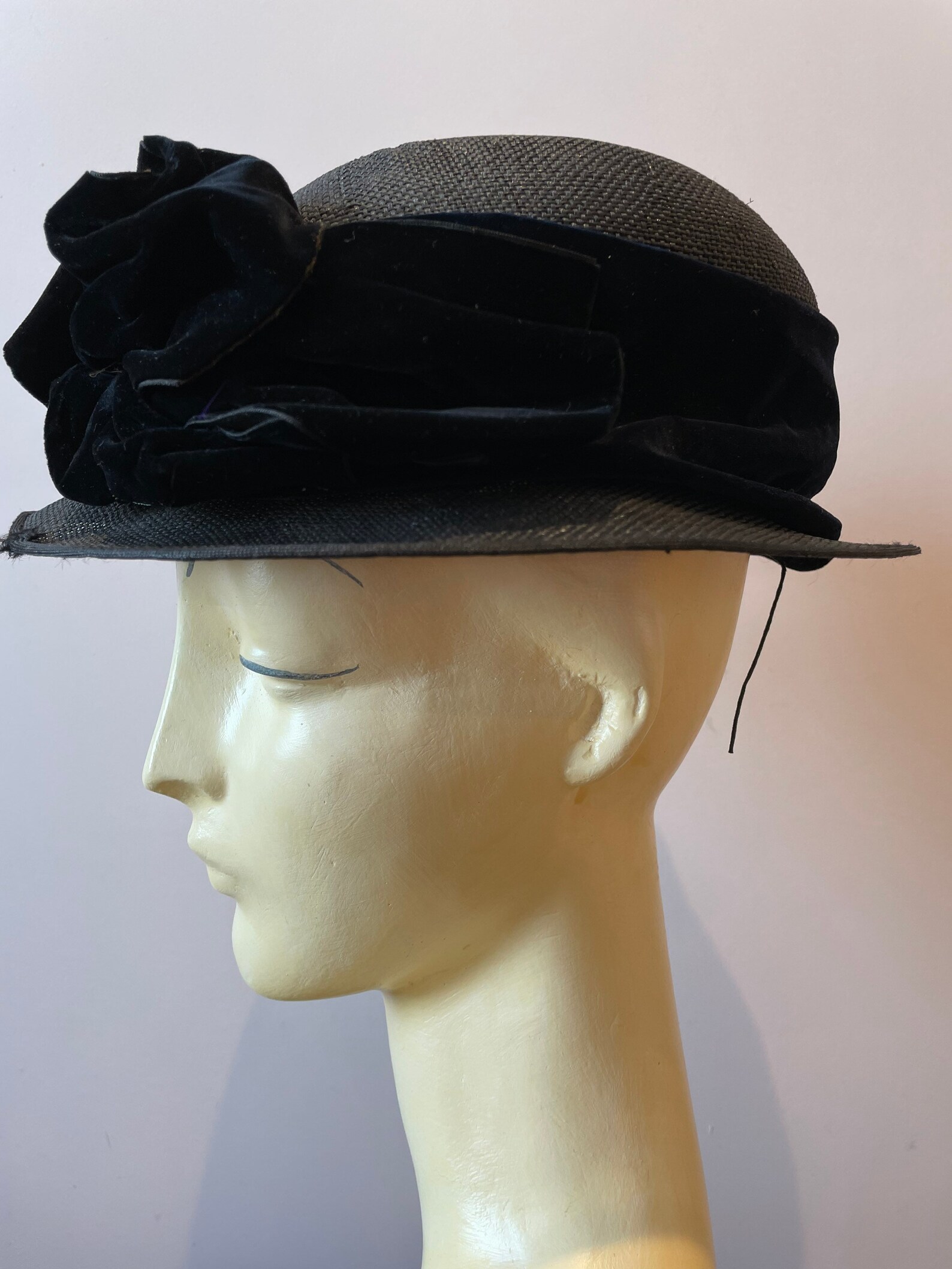 1920s Original Straw Hat With Velvet Trim - Etsy