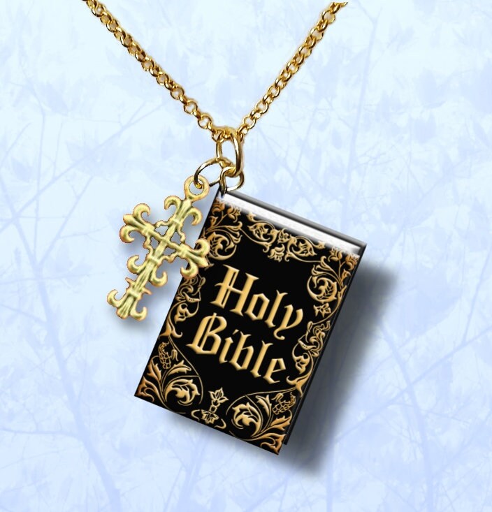 Holy Bible - Ornate Black and Gold With Your Choice of Charm - Etsy