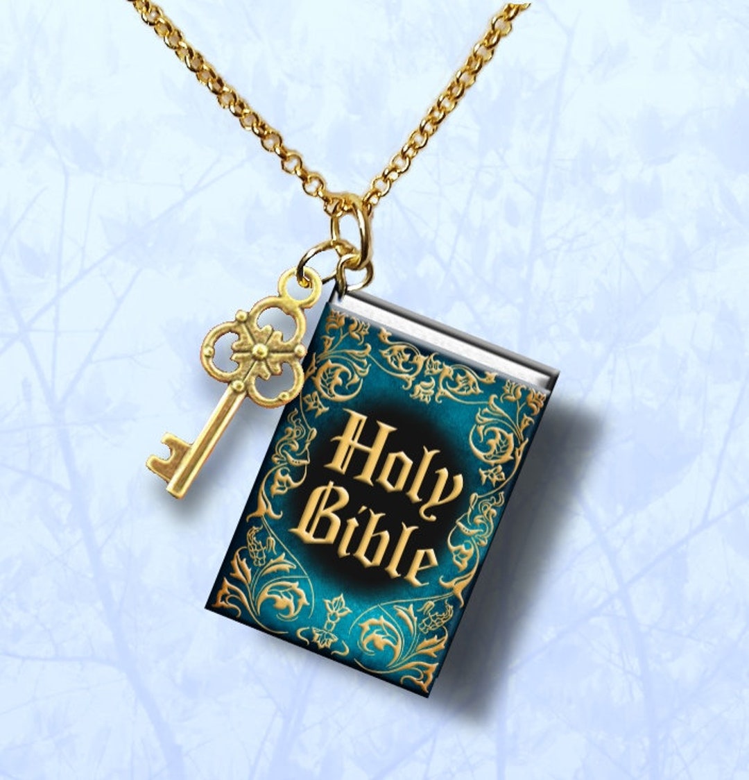 Holy Bible - Ornate Blue and Gold With Your Choice of Charm - Etsy