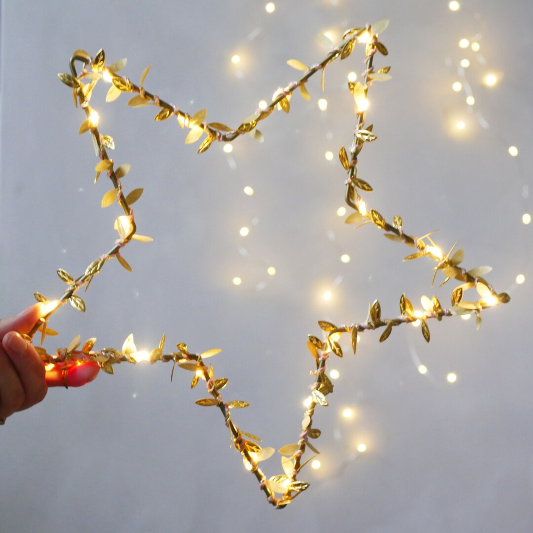 Metallic Star Light Gold Leaf Light Silver Leaf Light Hanging Light-up ...