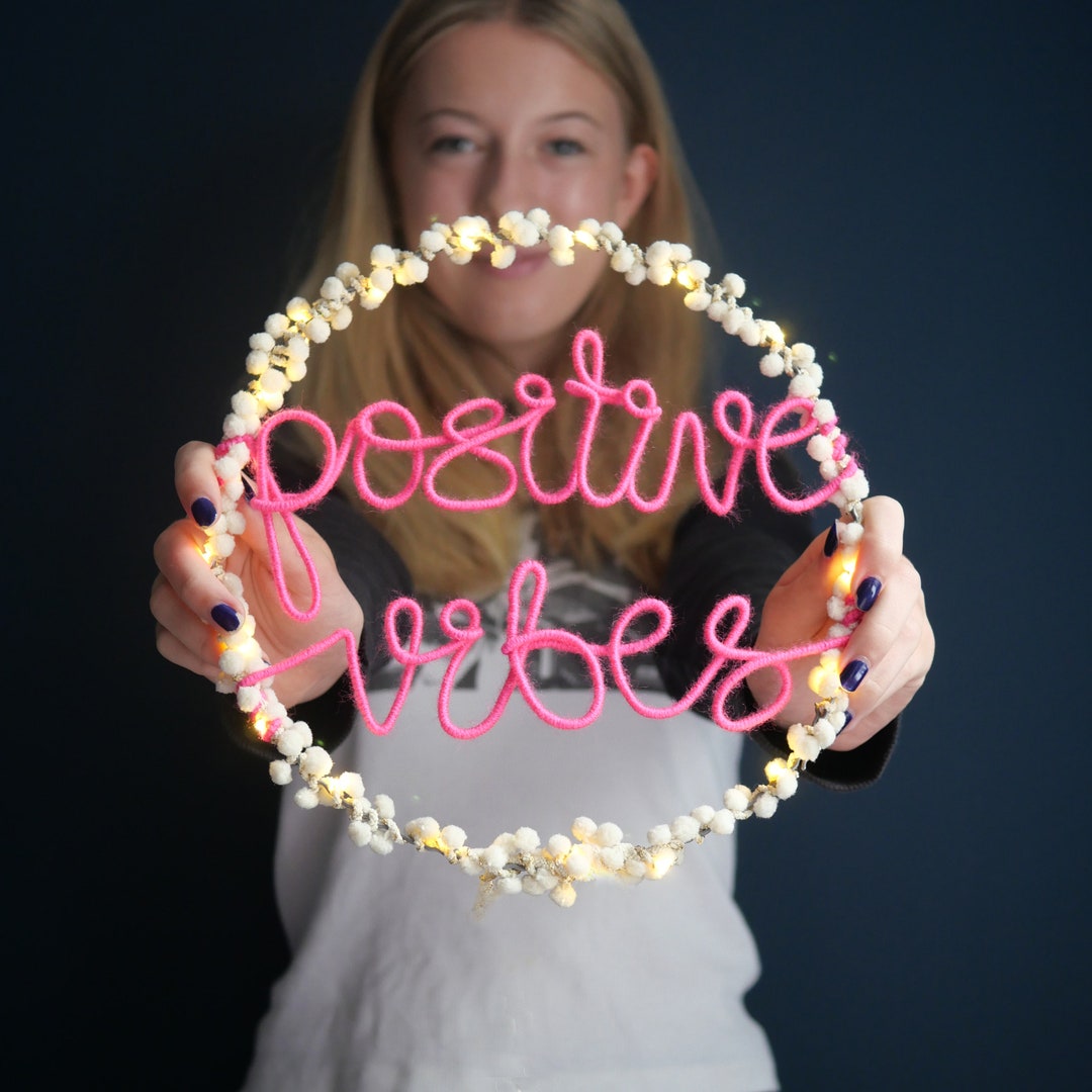 Custom Two Word LED Night Light: Handmade Pom Pom Sign - Etsy