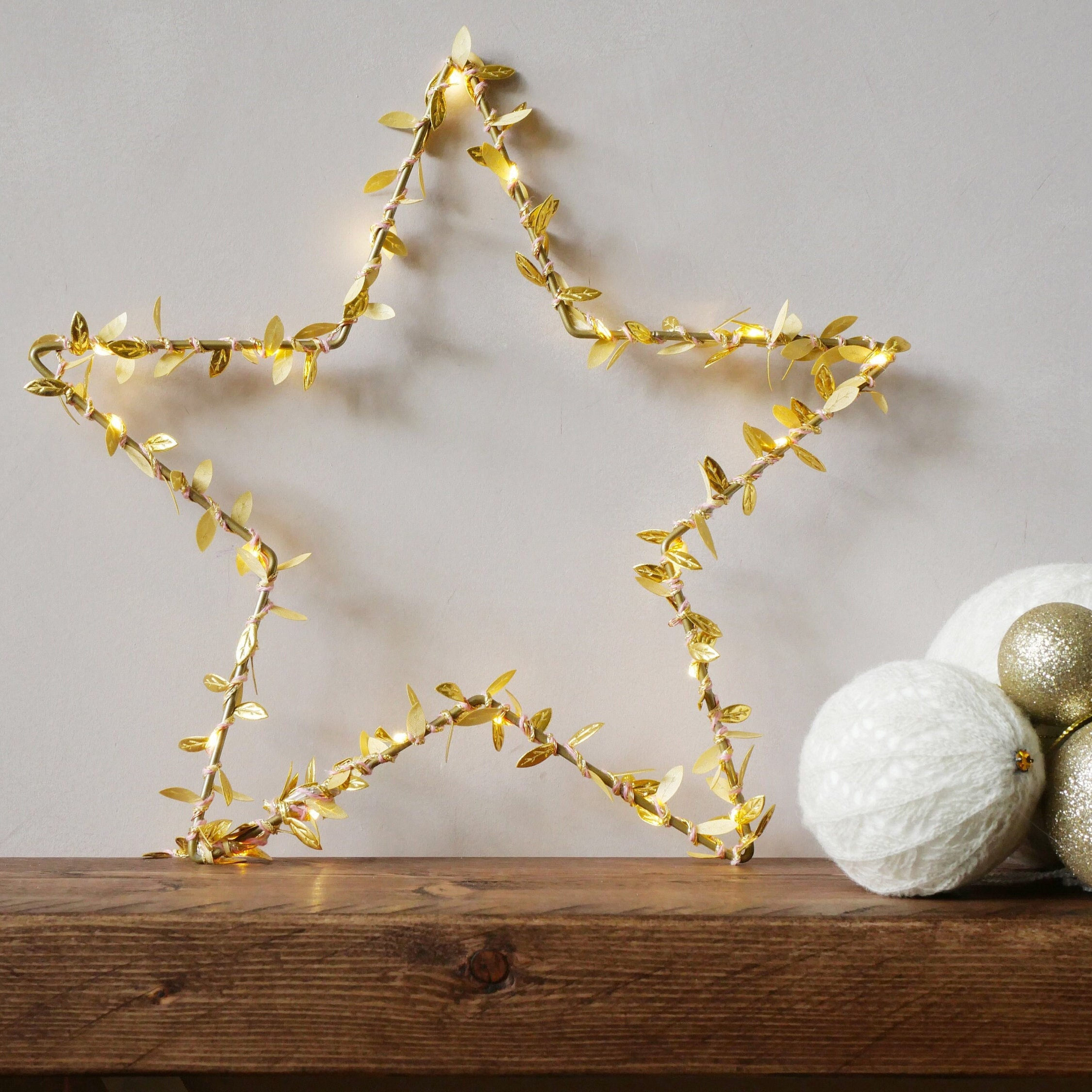 Metallic Star Light Gold Leaf Light Silver Leaf Light Hanging Light-up ...