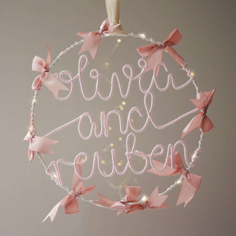 Personalised Light up Wedding Decoration or Keepsake - Hoop With Bows ...
