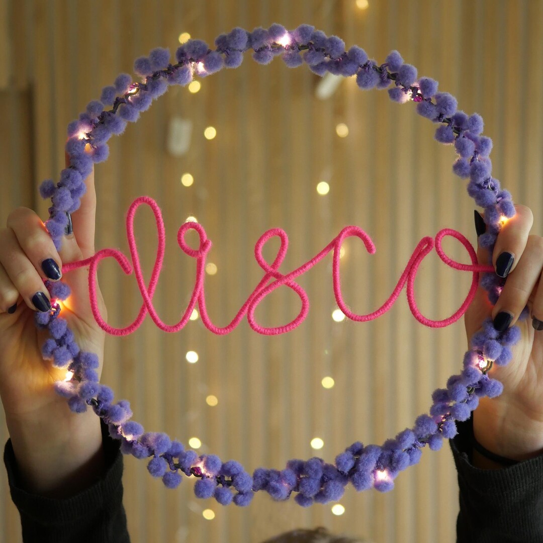 Custom Word LED Night Light: Handmade Pom Pom Sign - Etsy