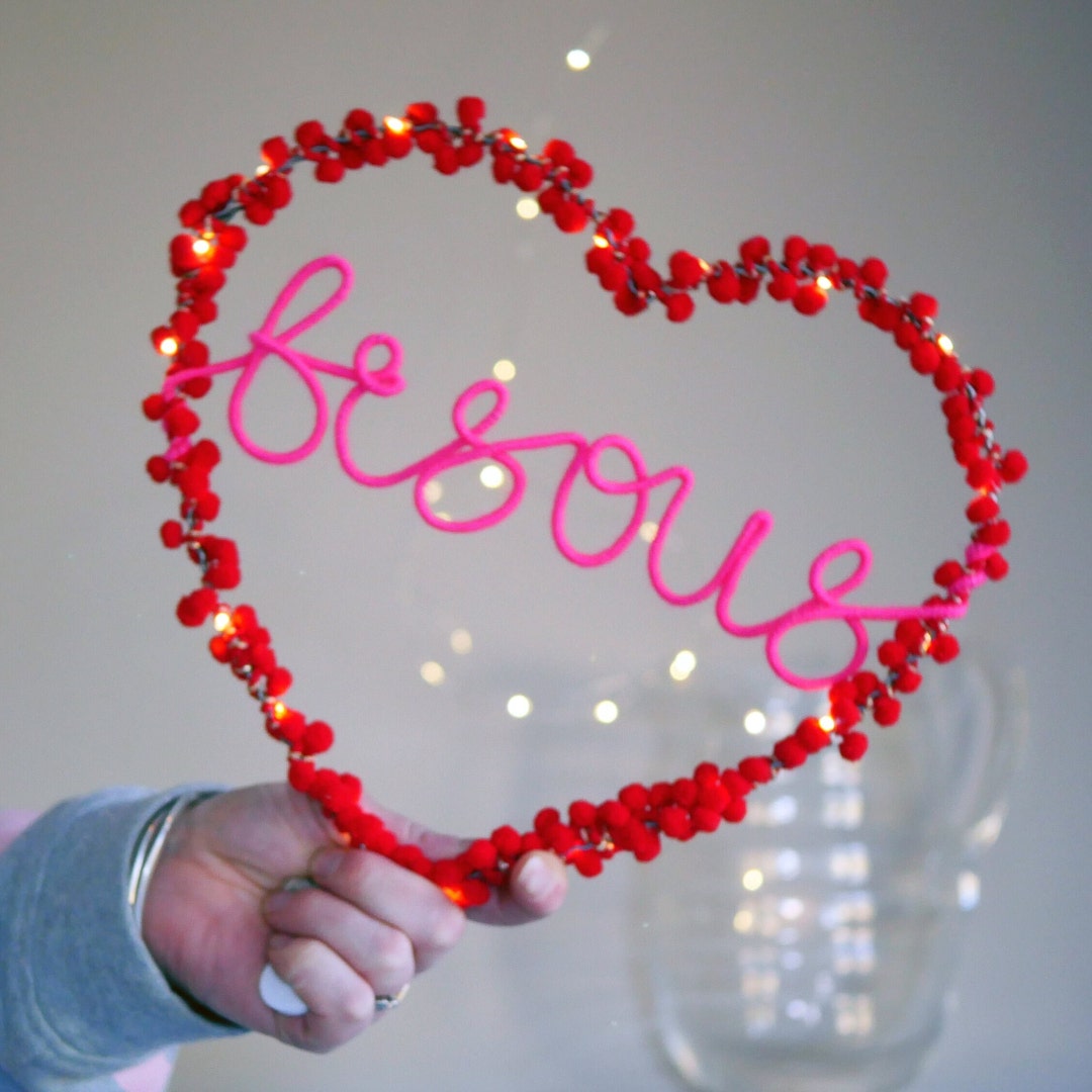 Bisous Heart Light Anniversary Gift Valentine Gift Engagement Gift - Etsy