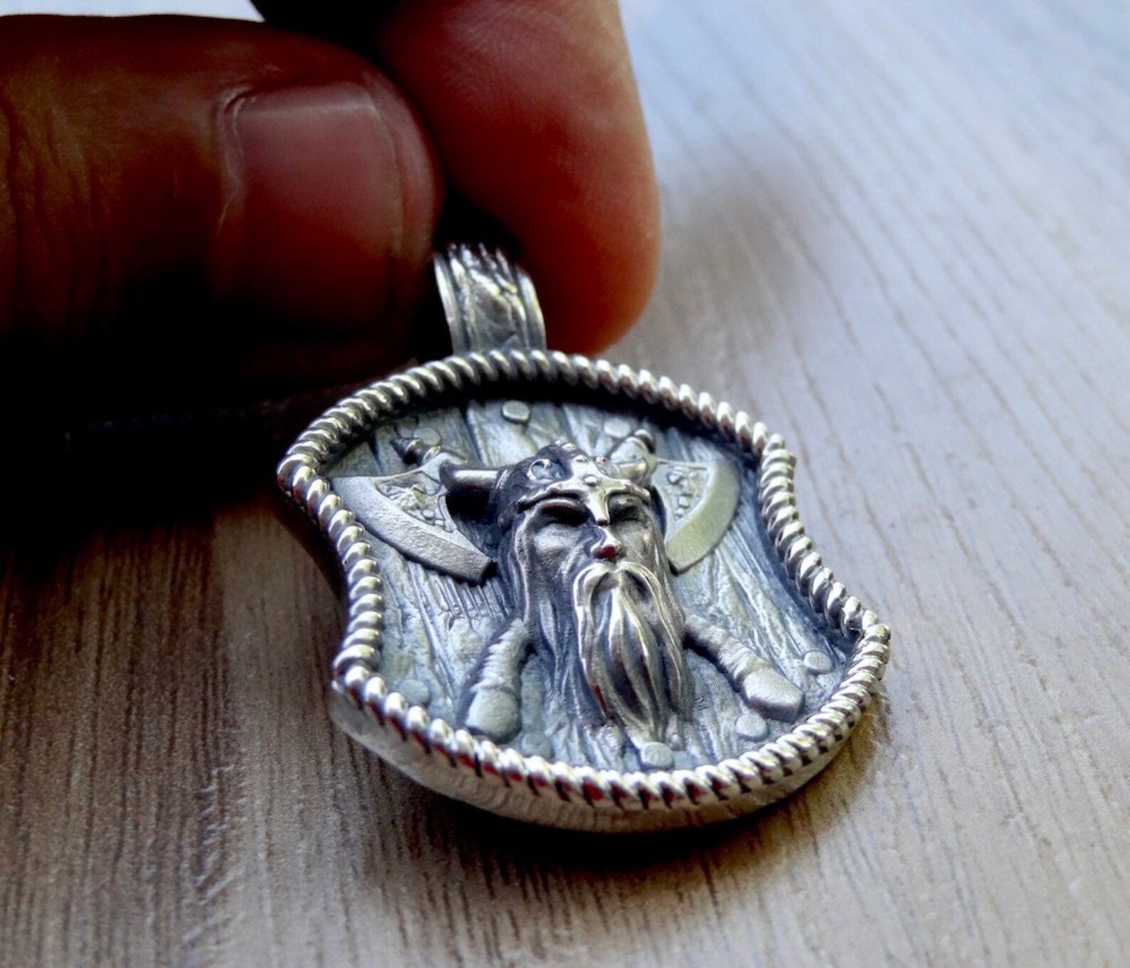 Viking Pendant Sterling Silver 925 Odin Necklace Solid Charm - Etsy