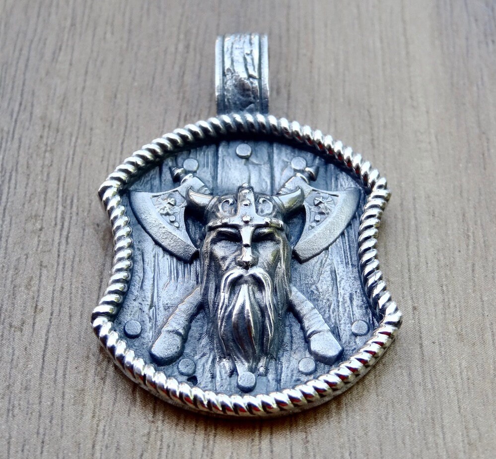 Viking Pendant Sterling Silver 925 Odin Necklace Solid Charm | Etsy