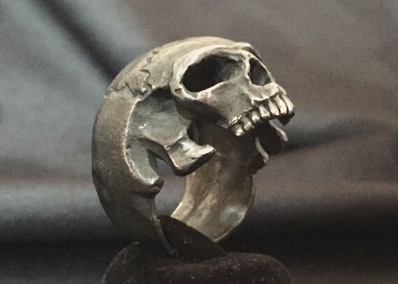Sterling Silver Skull Ring HANDMADE Masonic Biker Harley All | Etsy