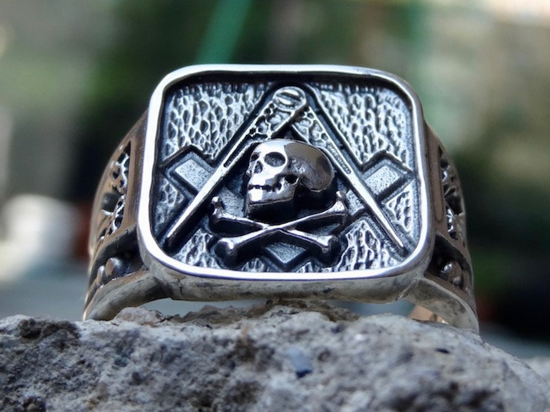 Masonic Skull Ring Sterling Silver .925 Masons Handmade All Sizes US 7 ...