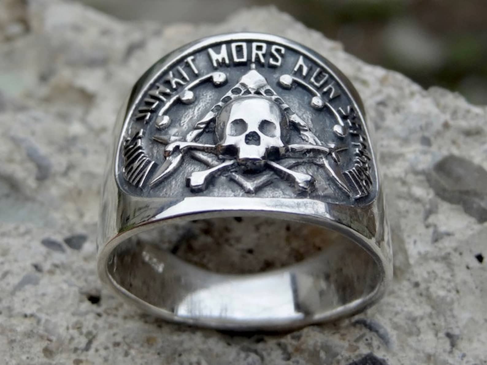 MASONIC SKULL RING Sterling Silver .925 / Handmade / All Sizes - Etsy