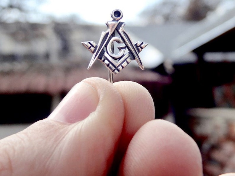 Sterling Silver 925 Masonic Square Compass G Symbol Handmade Brooch ...