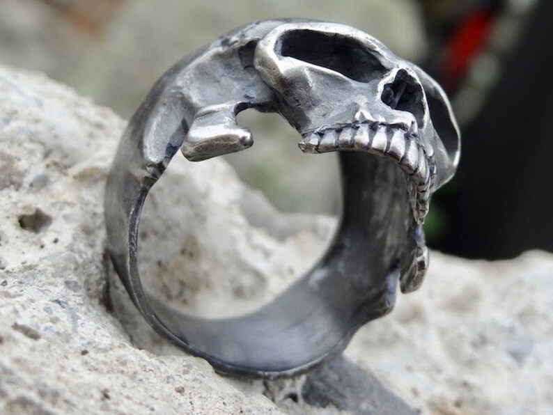 Sterling Silver Skull Ring HANDMADE Masonic Biker Harley All | Etsy