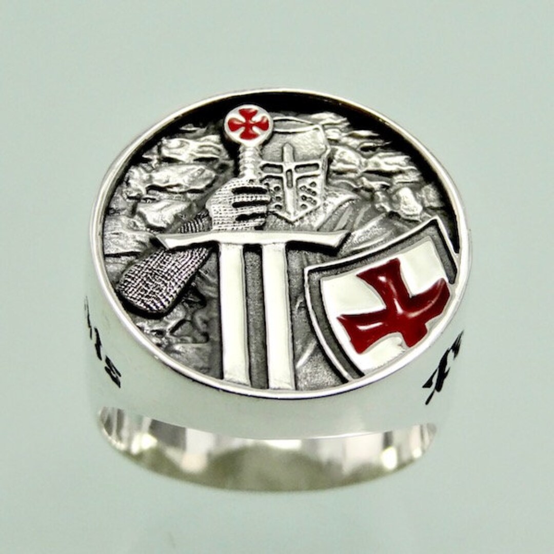 Knights Templar Ring STERLING SILVER MASONIC Masons Handmade - Etsy