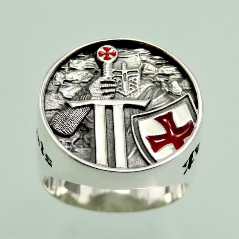 Knights Templar Ring STERLING SILVER MASONIC Masons Handmade - Etsy