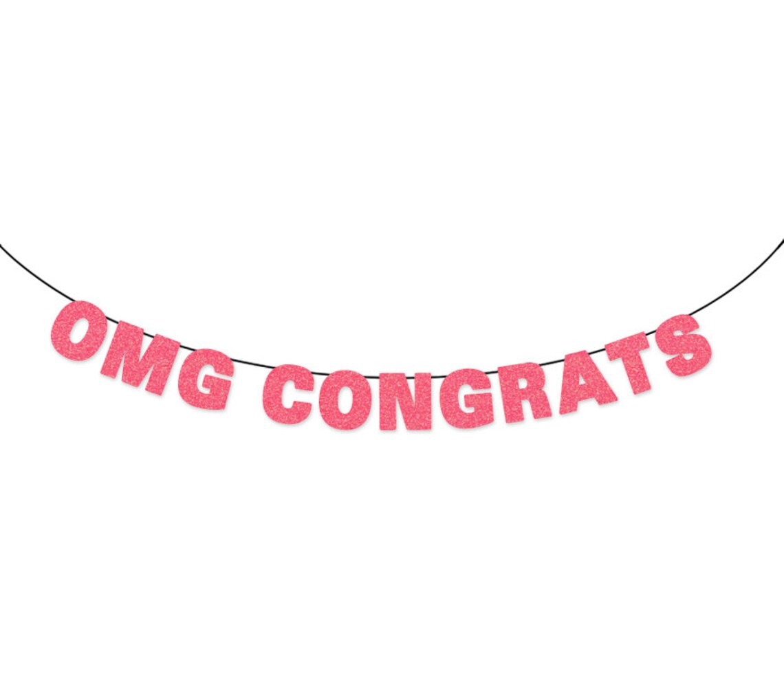 OMG CONGRATS Glitter Banner Wall Decor Sign Sparkly Neon - Etsy