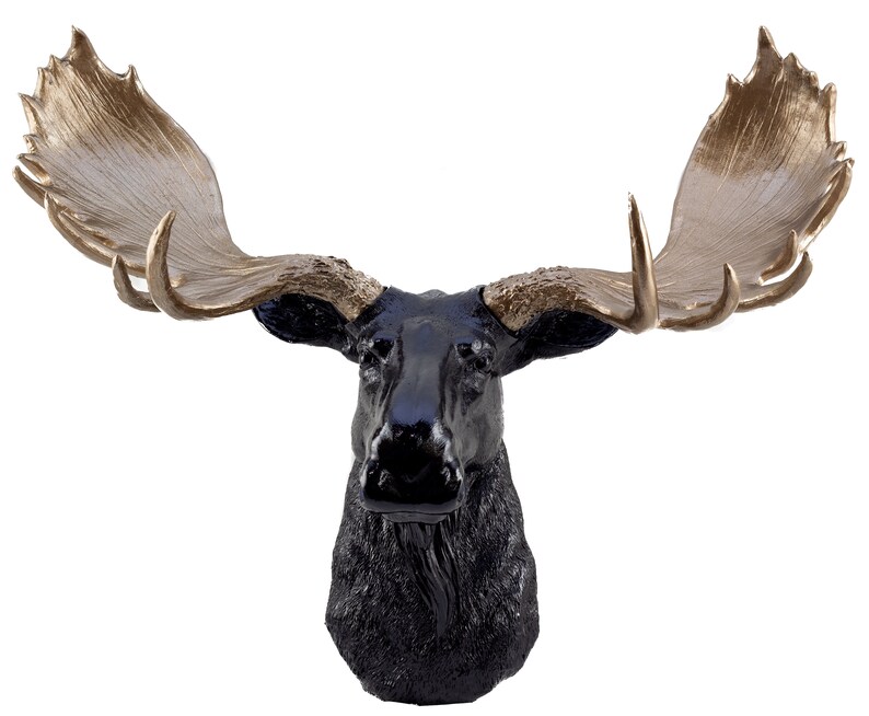 Black plus Bronze Moose Head Mount Wall Statue. Faux Taxidermy | Etsy