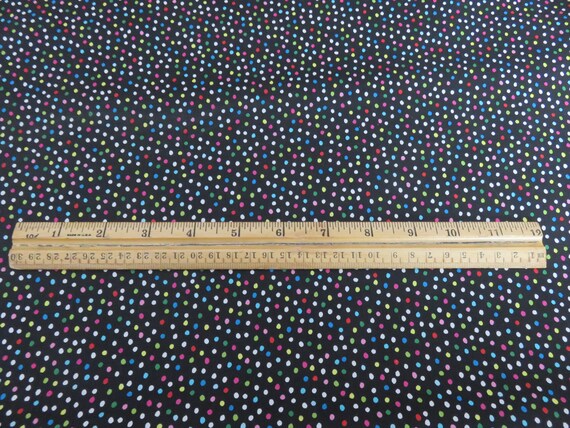 Sew Sassy Rainbow Polka Dots on Black cotton fabric QT | Etsy