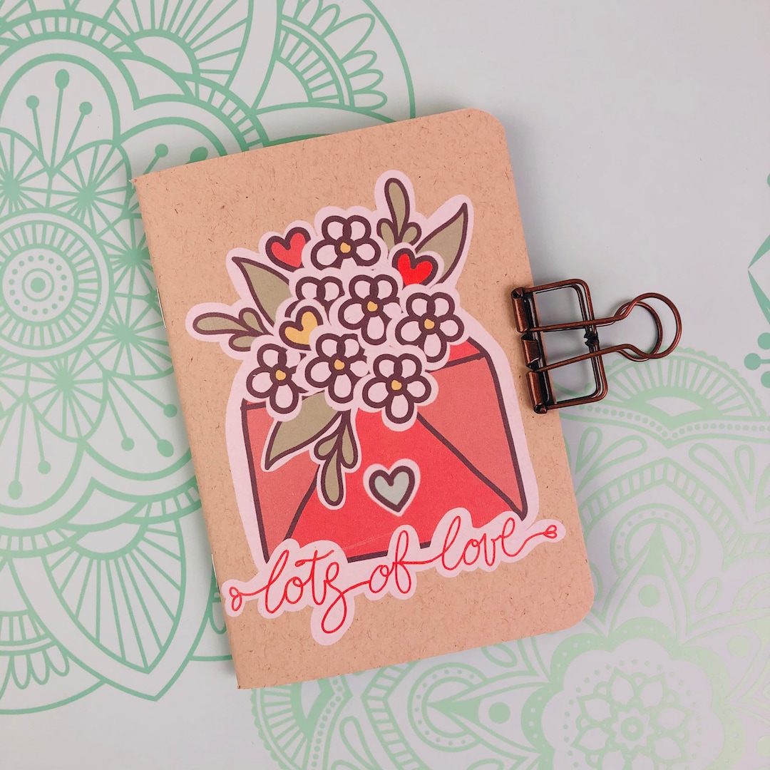 Pocket Notebook, Lots of Love, Kraft Paper Cover, Gridded Inside Pages ...