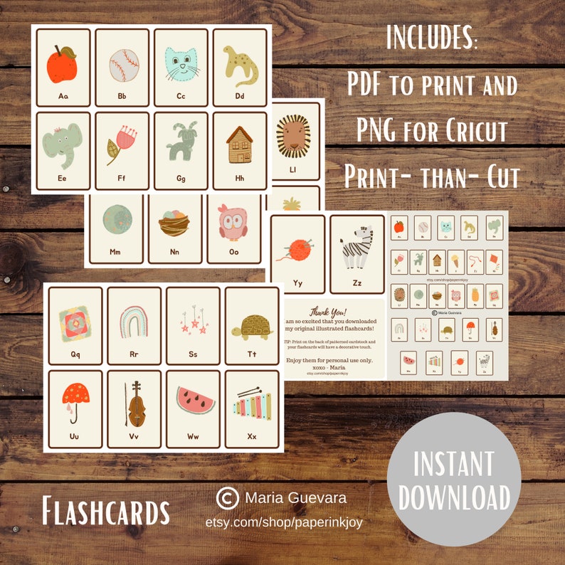 Printable Illustrated Alphabet Flashcards | Classroom | Homeschool ...